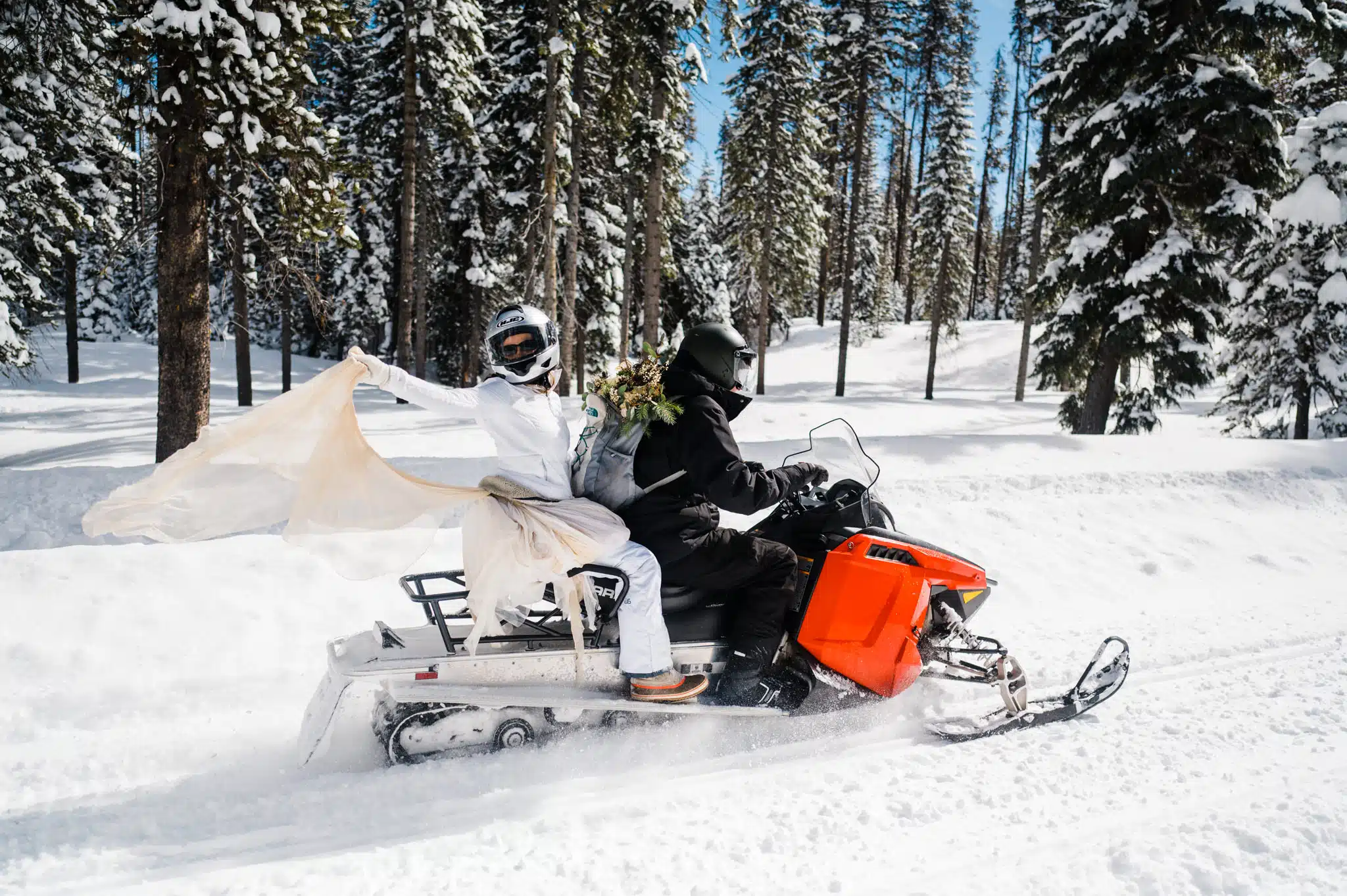 Rare Snowmobile Winter Elopement at Crater Lake and Diamond Lake